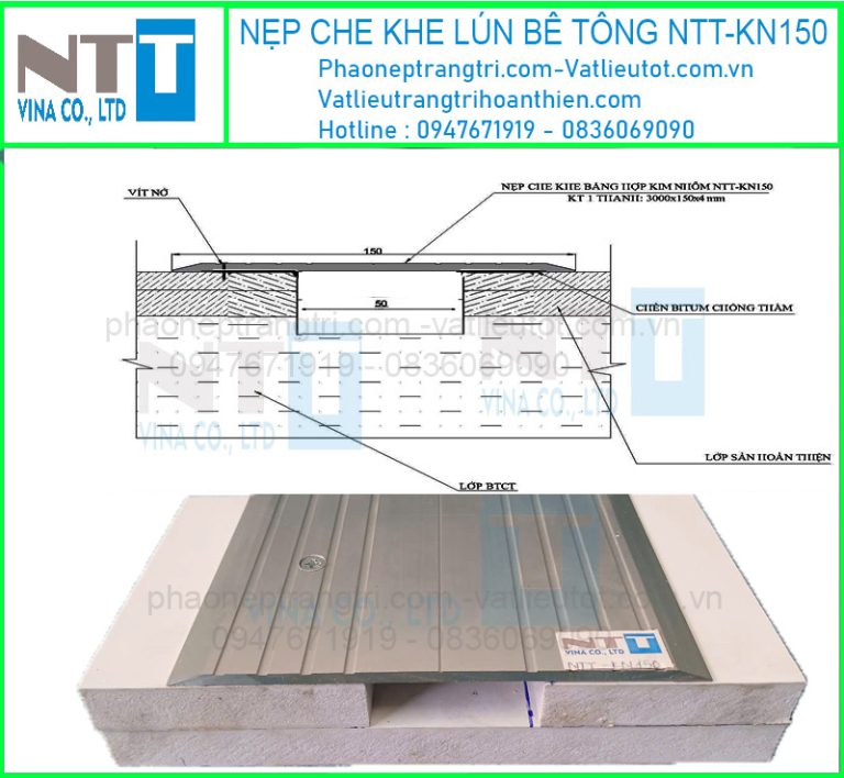Nẹp che khe lún bê tông chính hãng NTT-KN150