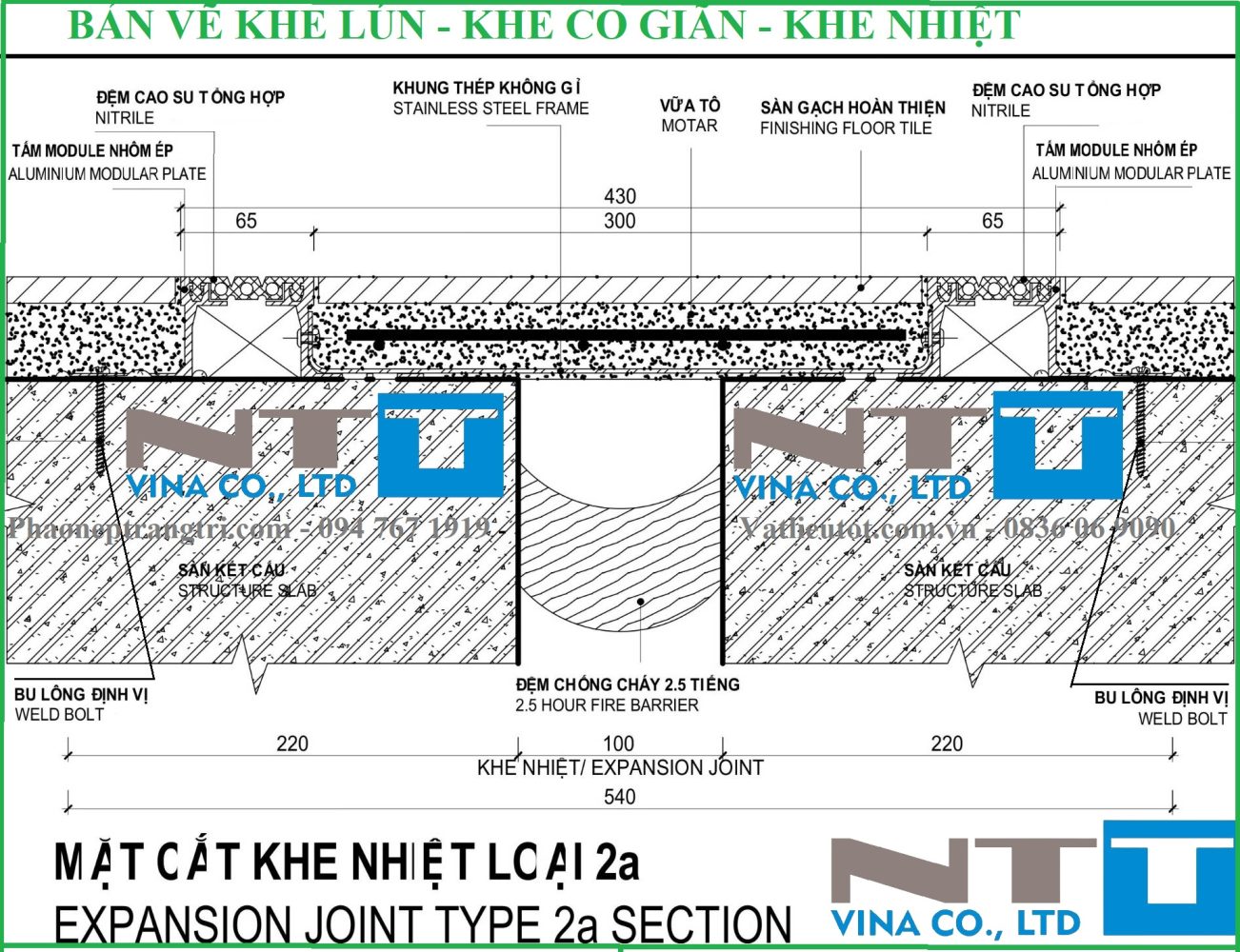 Chi tiết khe lún khe nhiệt, bản vẽ khe co giãn, hình ảnh nẹp khe lún
